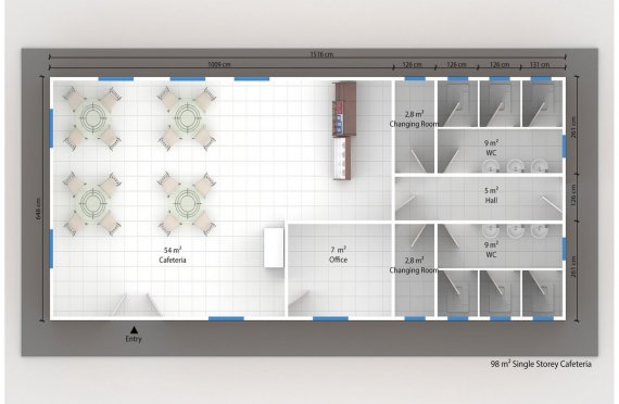 Kafeteria Modular 98 m²